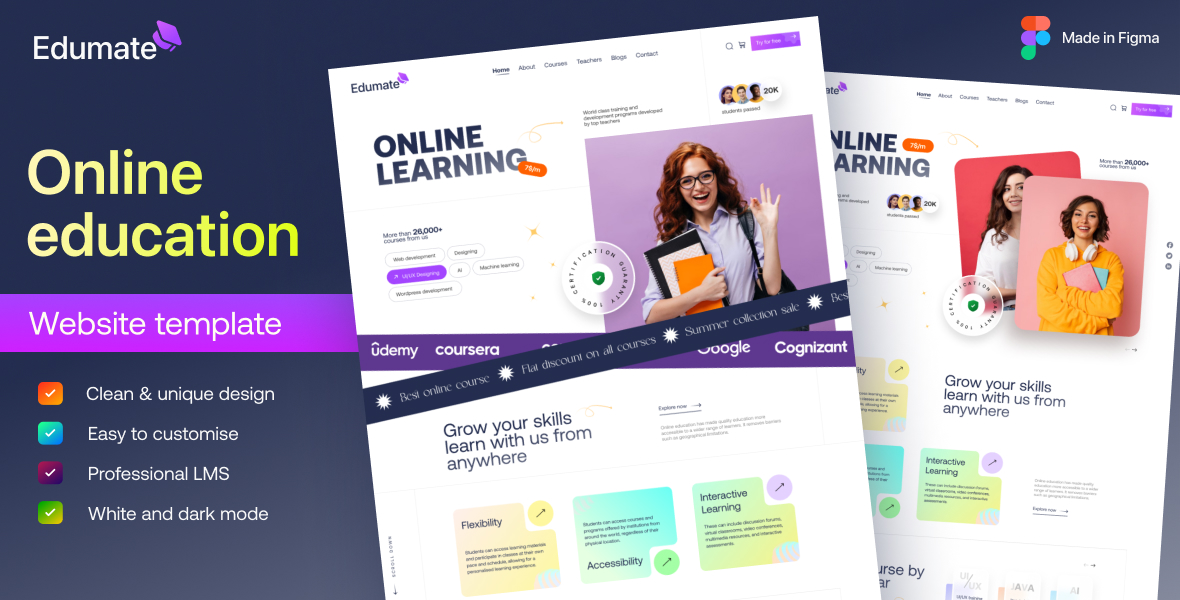 Edumate – Education & online Course Figma Template by WordPress-Studio